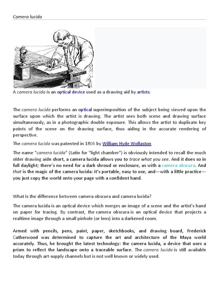 Camera Lucida: Artist's Drawing Aid | PDF | Art | Technology & Engineering