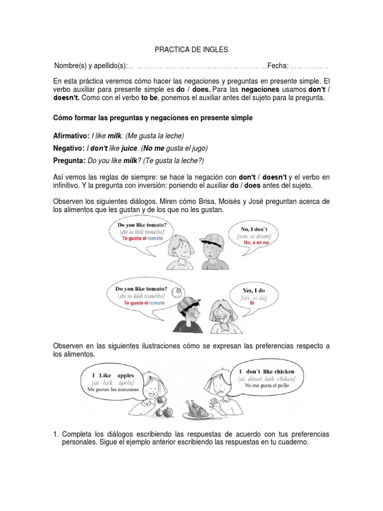 PRACTICA DE INGLES Itsma | PDF