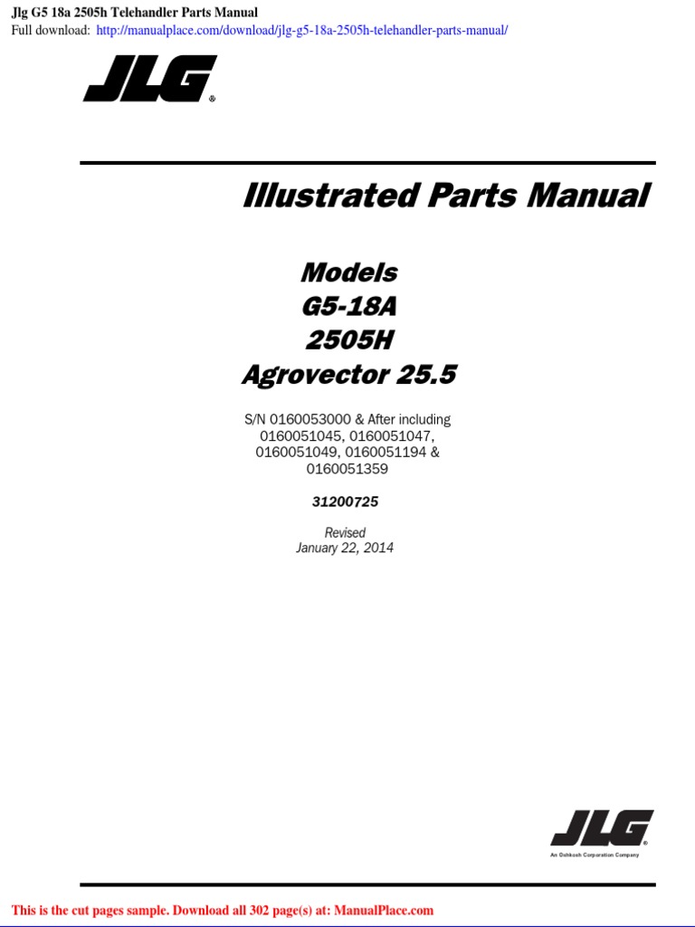 JLG g5 18a 2505h Telehandler Parts Manual | PDF | Screw | Manual ...
