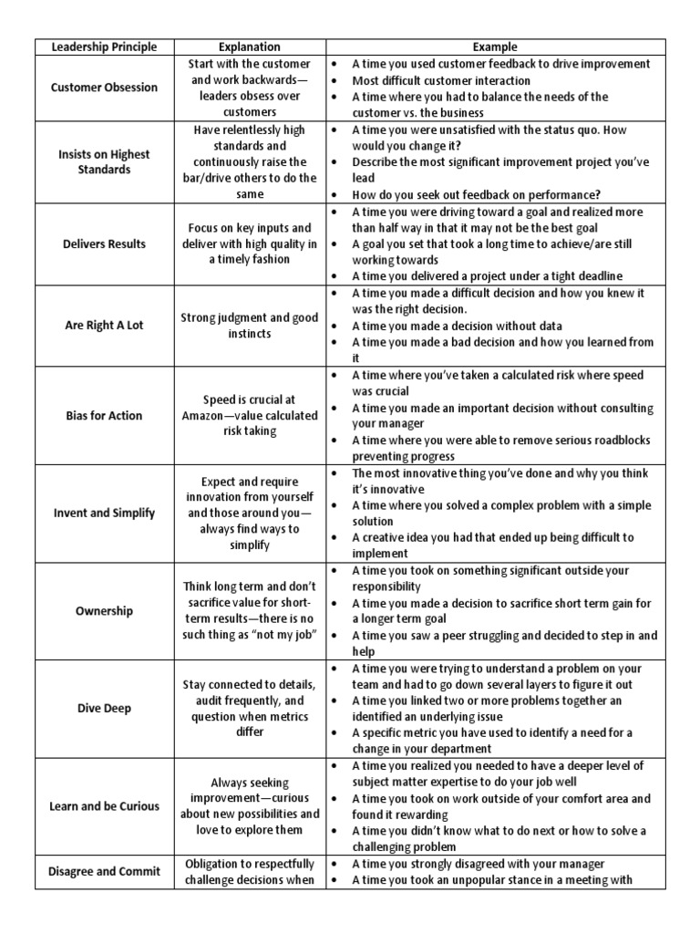 Leadership Principles at Amazon | PDF | Leadership | Goal