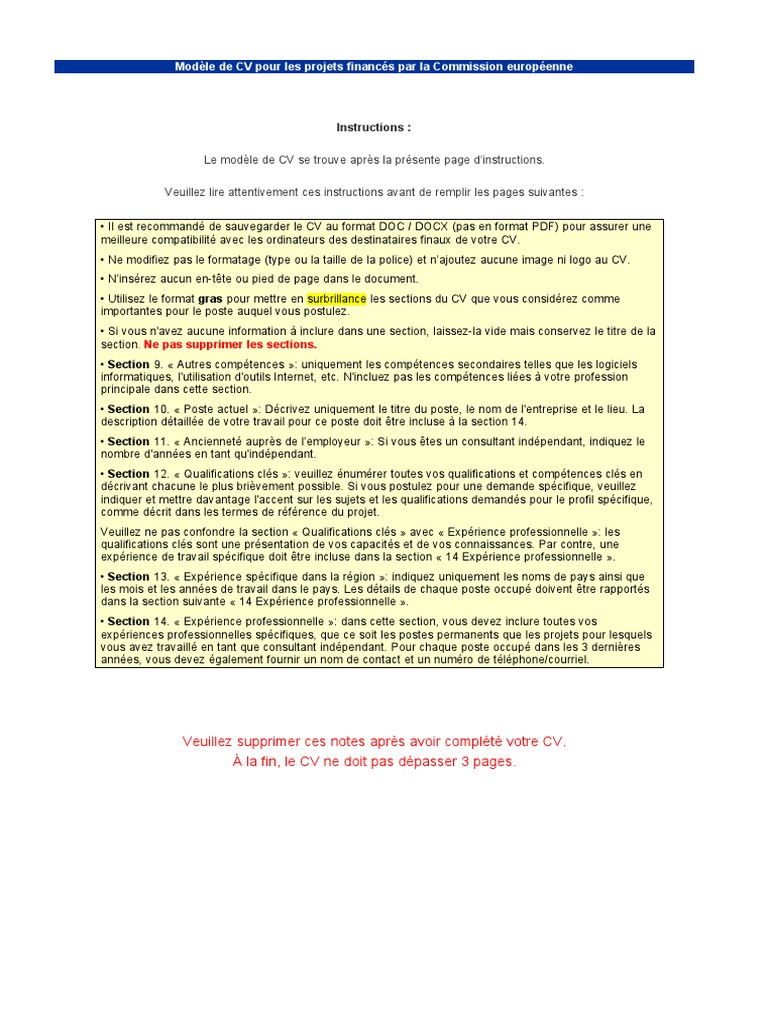 Modèle CV Projets UE : Guide Complet | PDF | Informatique