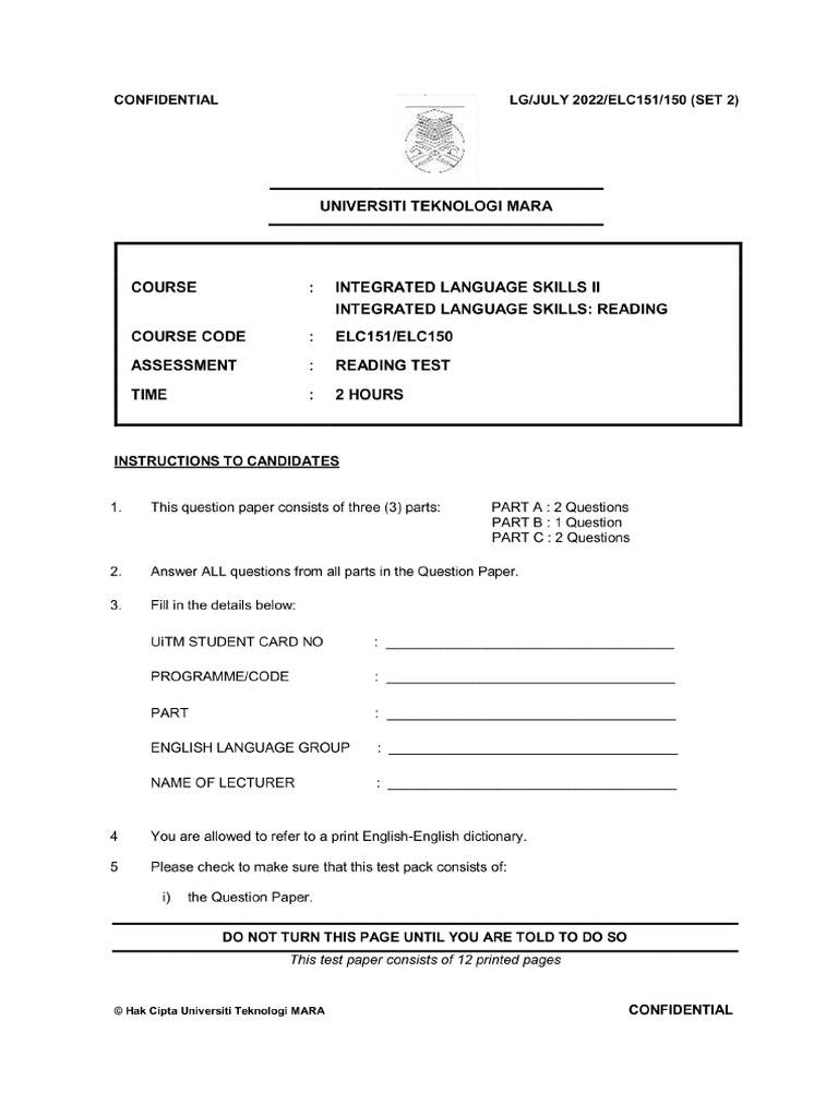 ELC151 RT Set 2 QP | PDF