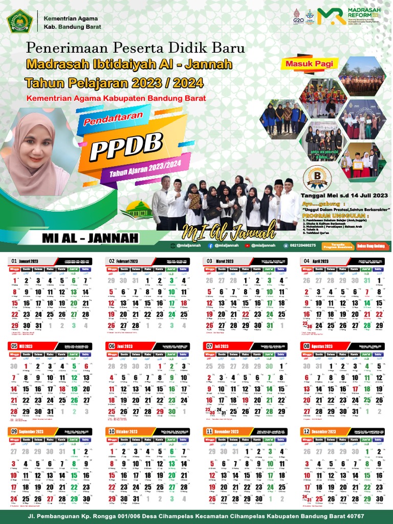 Desain Kalender PPDB 2023 2024 MI AL JANNAH | PDF