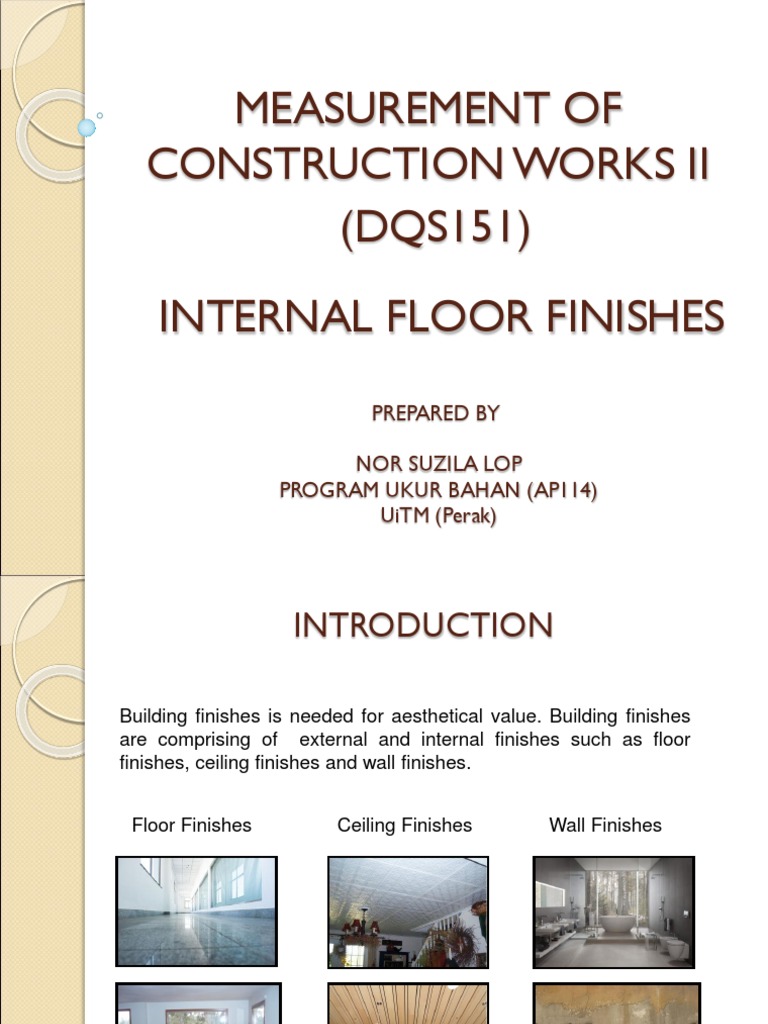 Internal Finishes Measurement Guide | PDF | Tile | Building Engineering