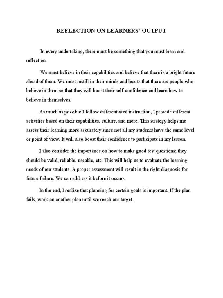 11 Reflection On Learners Output | PDF