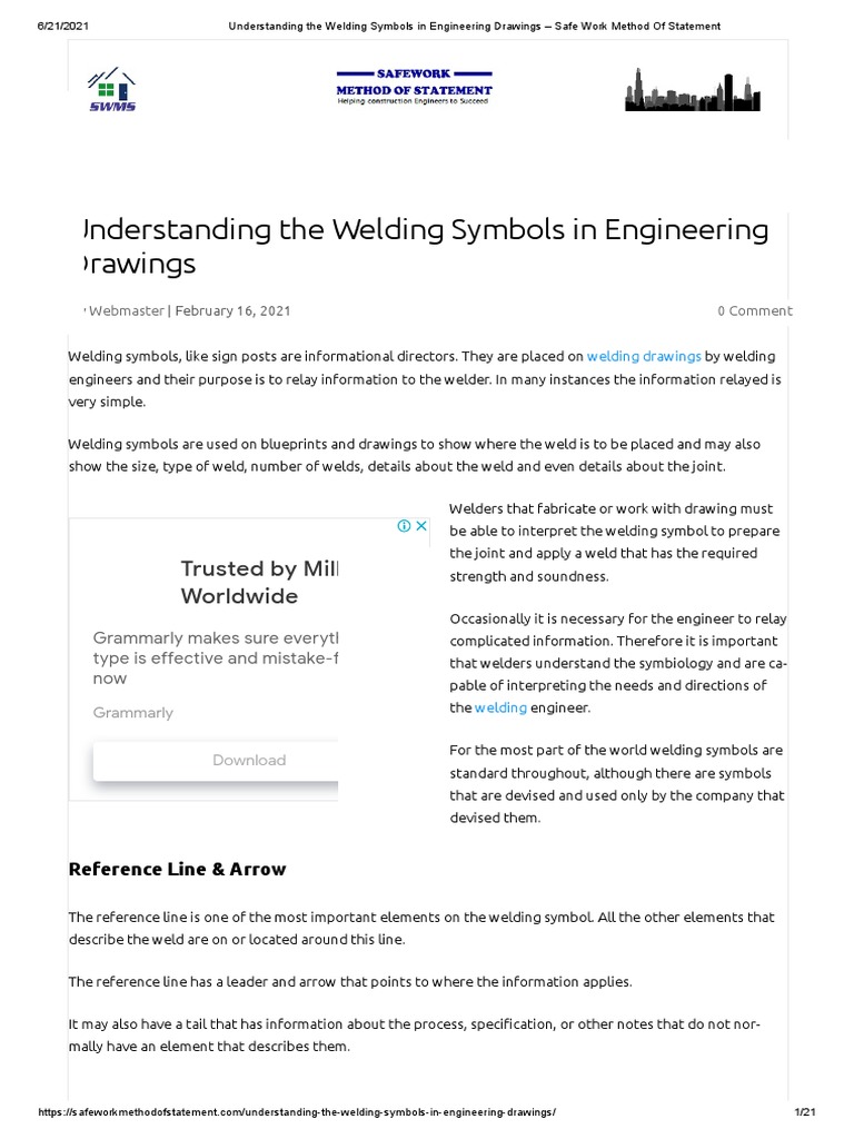 Understanding The Welding Symbols in Engineering Drawings - Safe Work ...