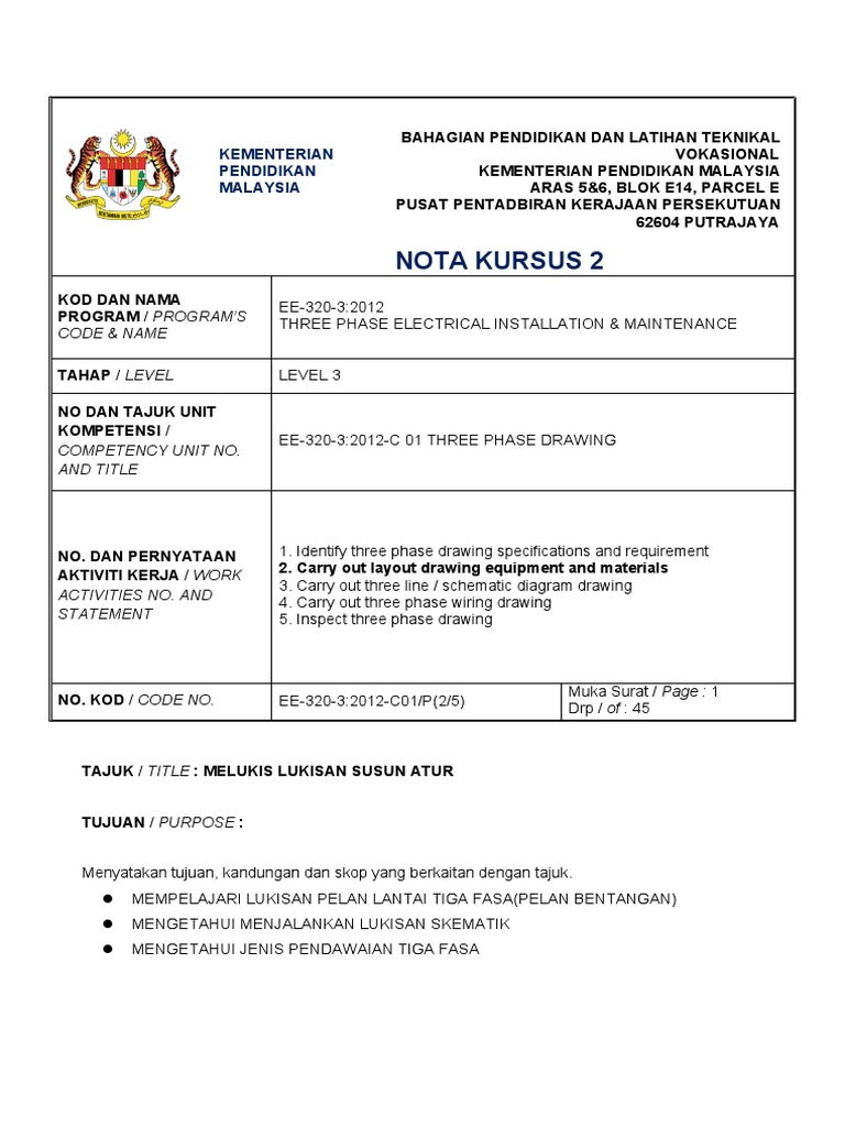 NOTA KURSUS 2 PENDAWAIAN TIGA FASA Melukis Lukisan Susun Atur | PDF | Komputer