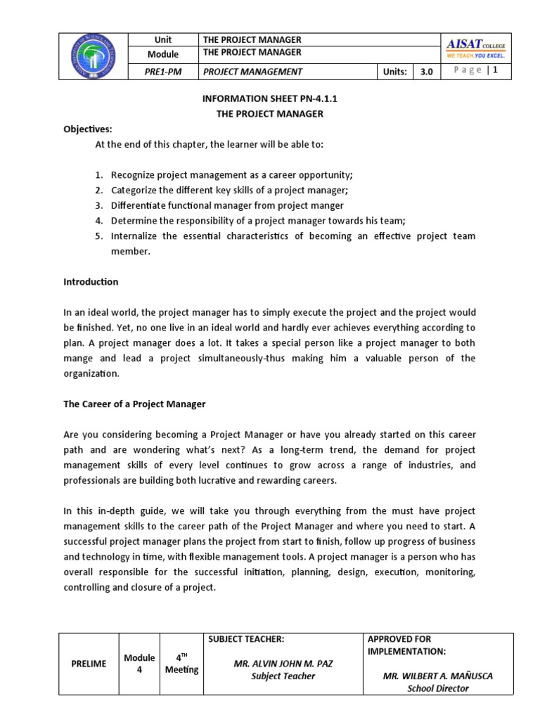 Module 4-Pre1 | PDF | Project Management | Leadership