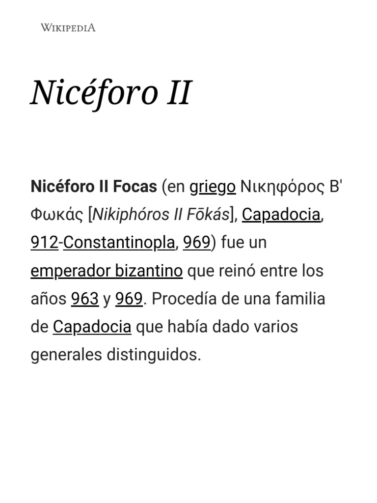 Nicéforo II - Wikipedia, La Enciclopedia Libre | PDF | imperio ...