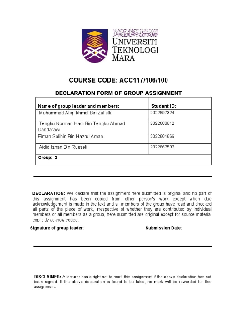 Group Assignment Acc | PDF