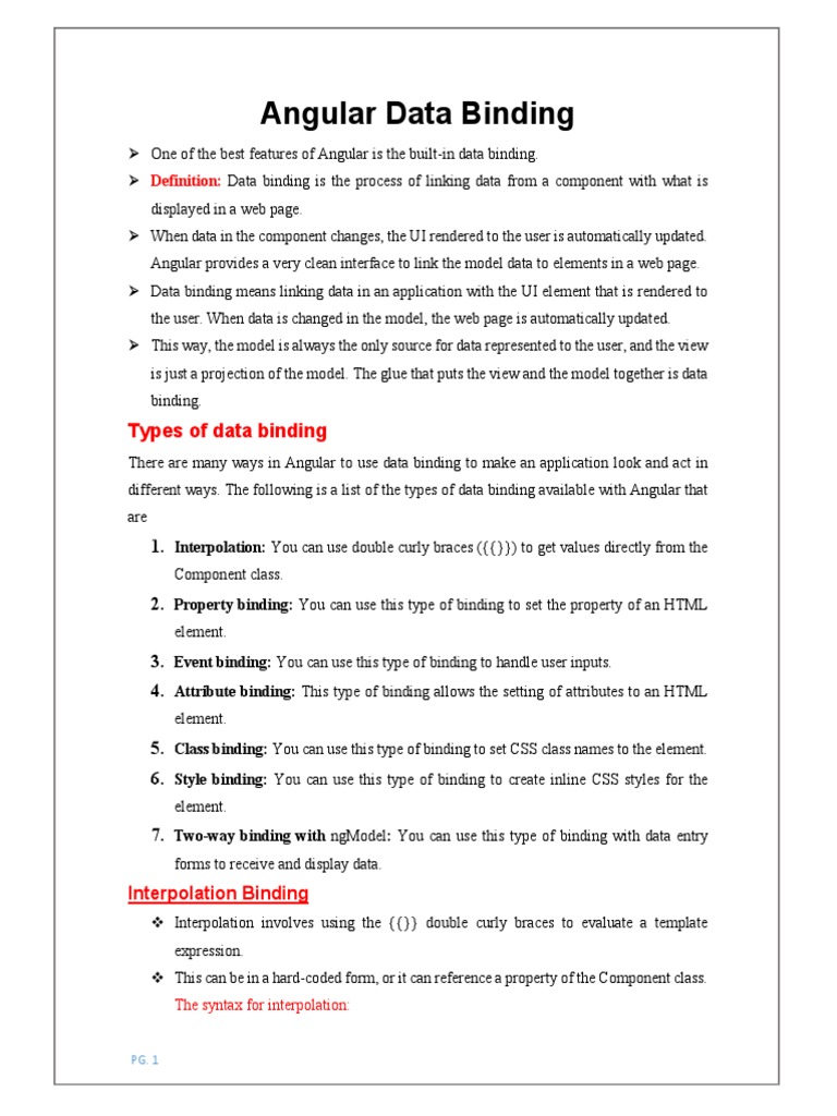 Angular Data Binding Techniques | PDF