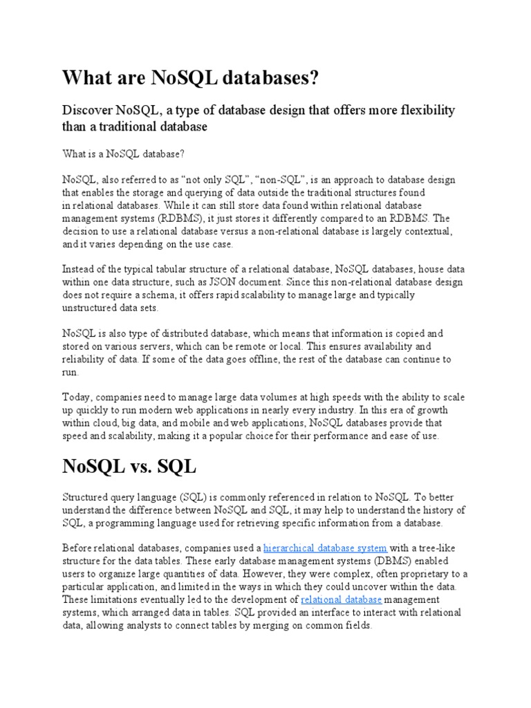 NoSQL Databases Notes | PDF | No Sql | Databases NoSQL Databases Notes | PDF | No Sql | Databases