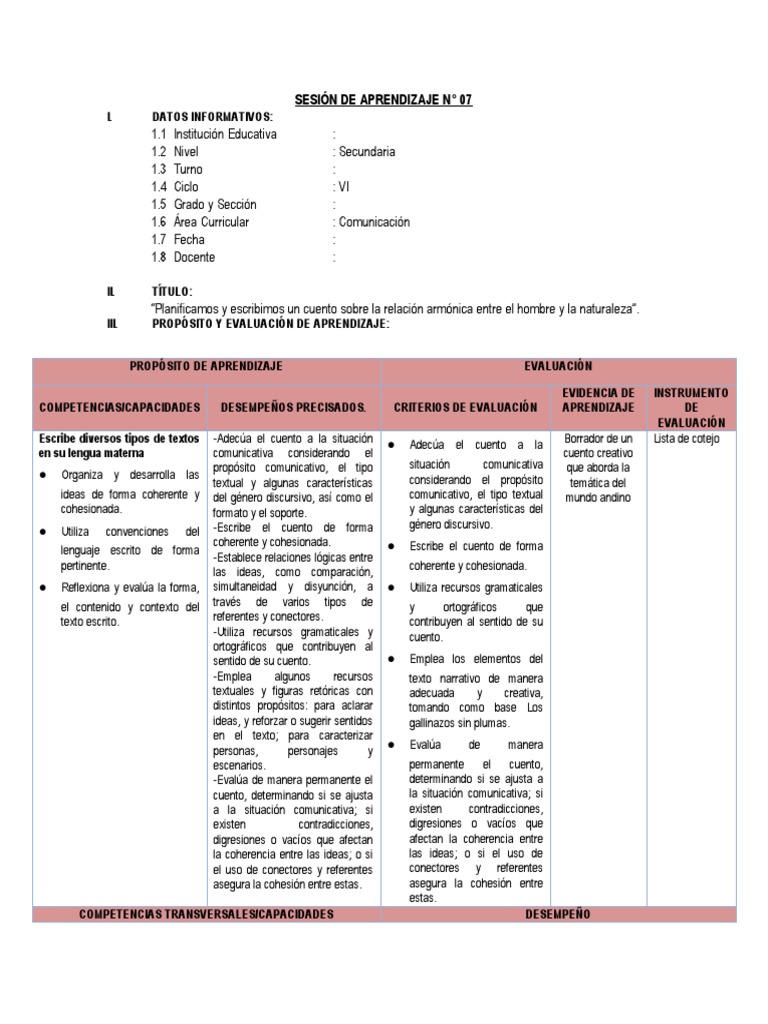 Plan de Escritura: Cuento Primaria | PDF | Narración | Aprendizaje