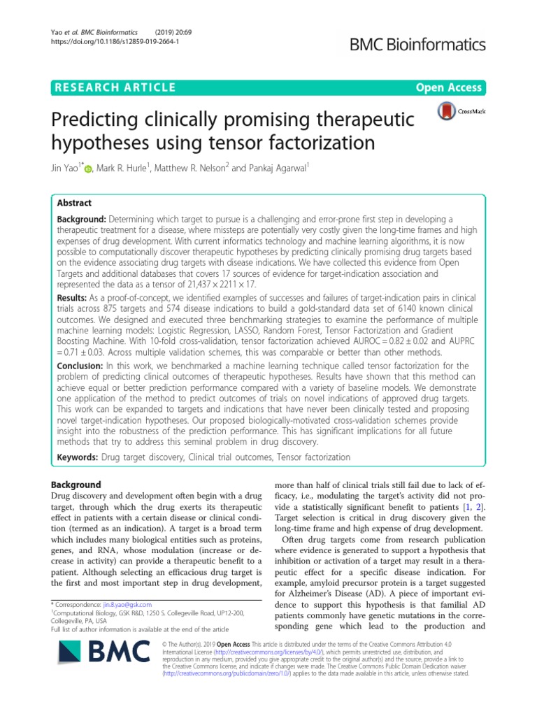 Predicting Clinically Promising Therapeutic Hypotheses Using Tensor Factorization | Download ...