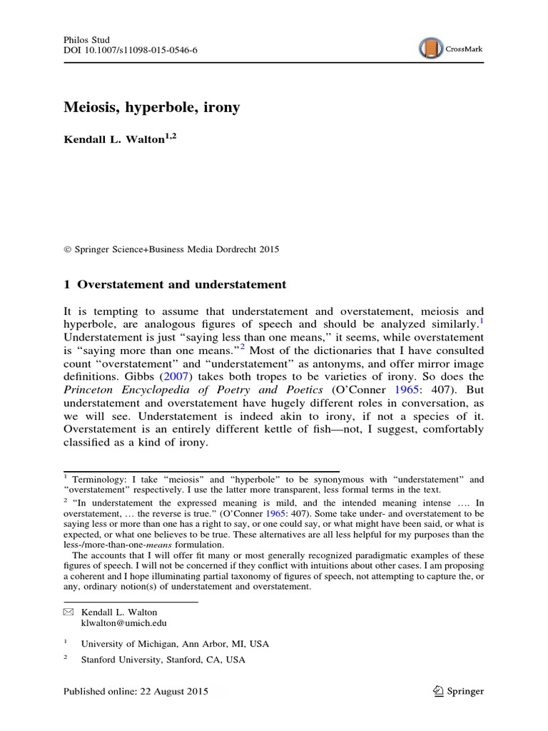 Understanding Meiosis & Hyperbole | PDF | Irony | Human Communication