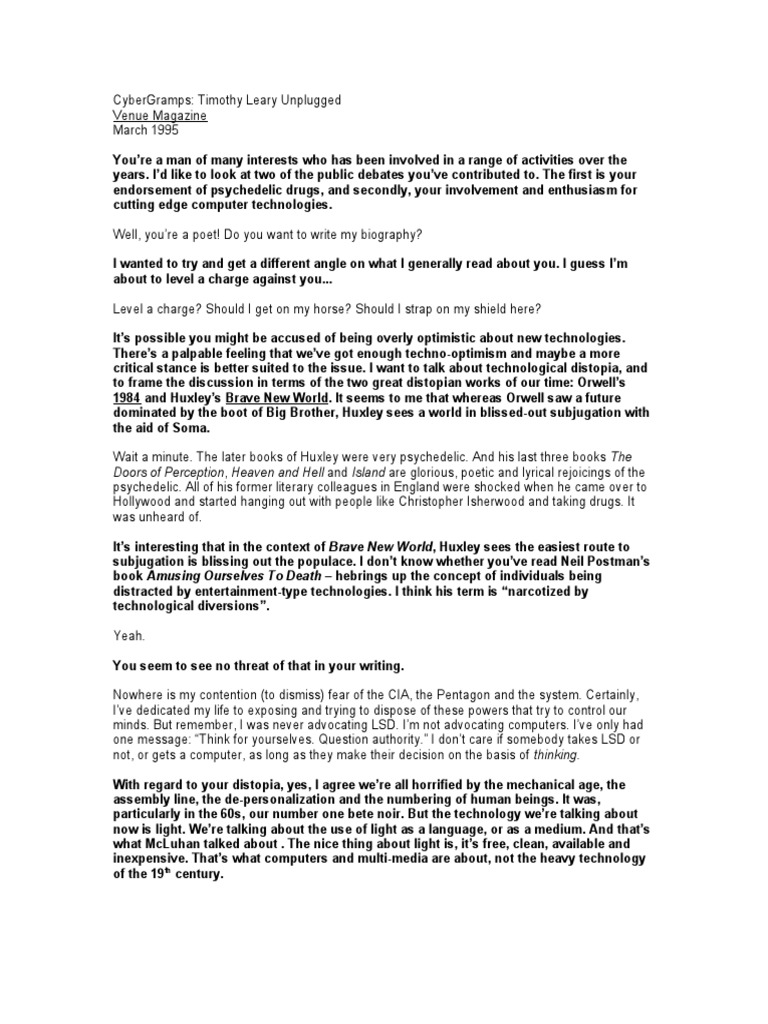 An Interview With Timothy Leary | PDF | Social Science