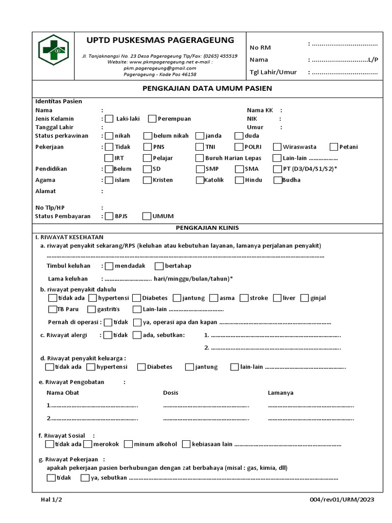 Pengkajian Data Umum Pasien | PDF
