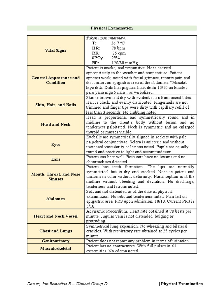 Physical Exam | PDF | Anatomy | Causes Of Death