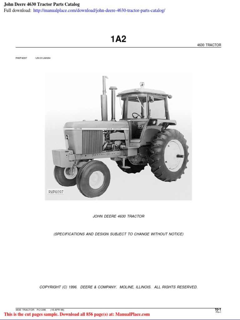 John Deere 4630 Tractor Parts Catalog | PDF