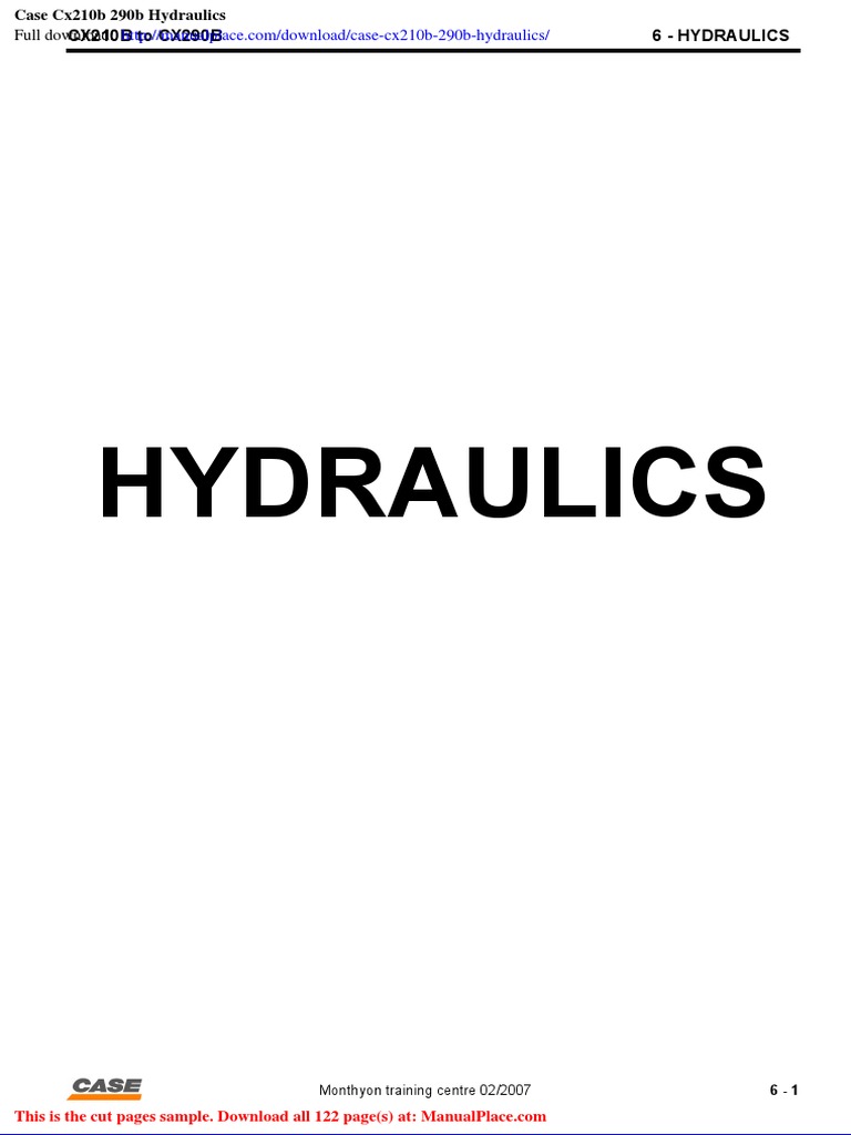 Case CX210B to CX290B Hydraulics Guide | PDF