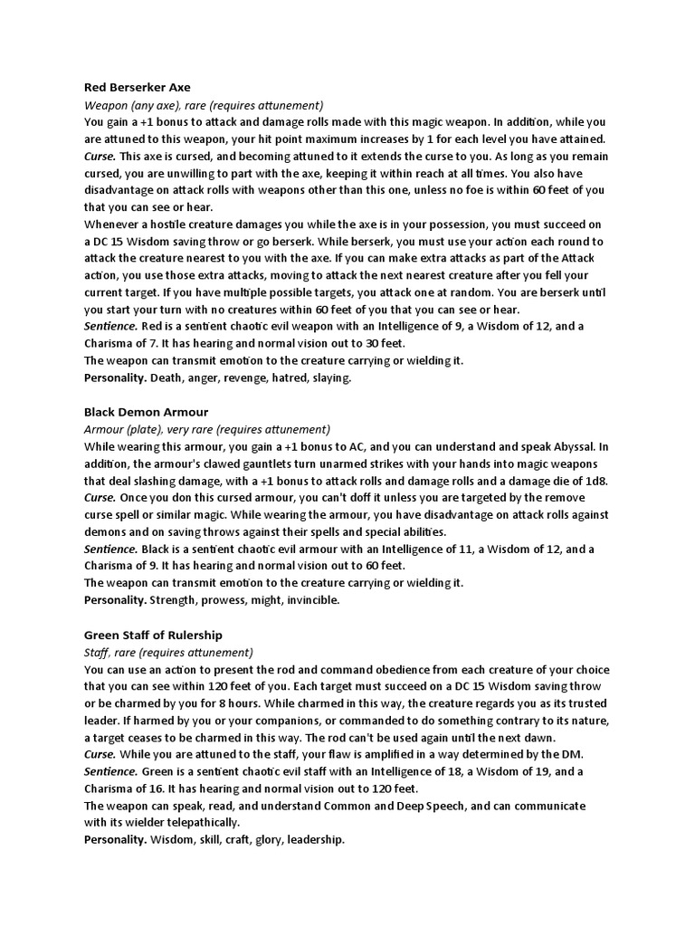 Sentient Items | PDF