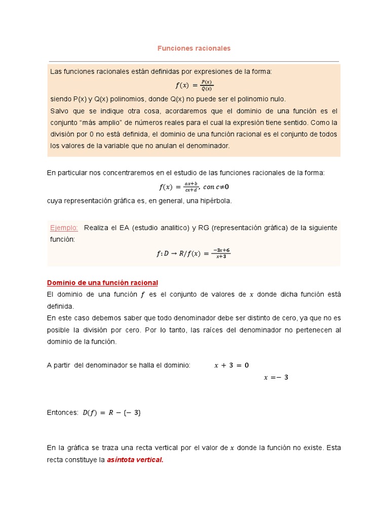 Tarea de Funciones Racionales | PDF | Función (Matemáticas) | Álgebra abstracta