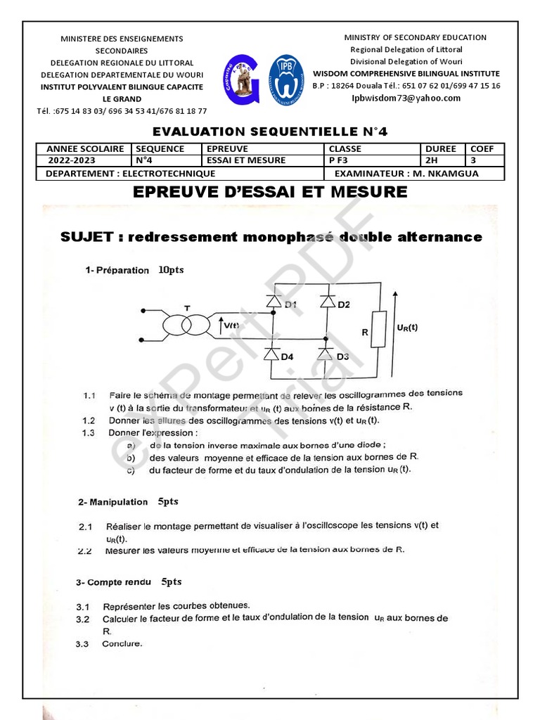 Essai Et Mesure Pf3 Sequence 4 | PDF