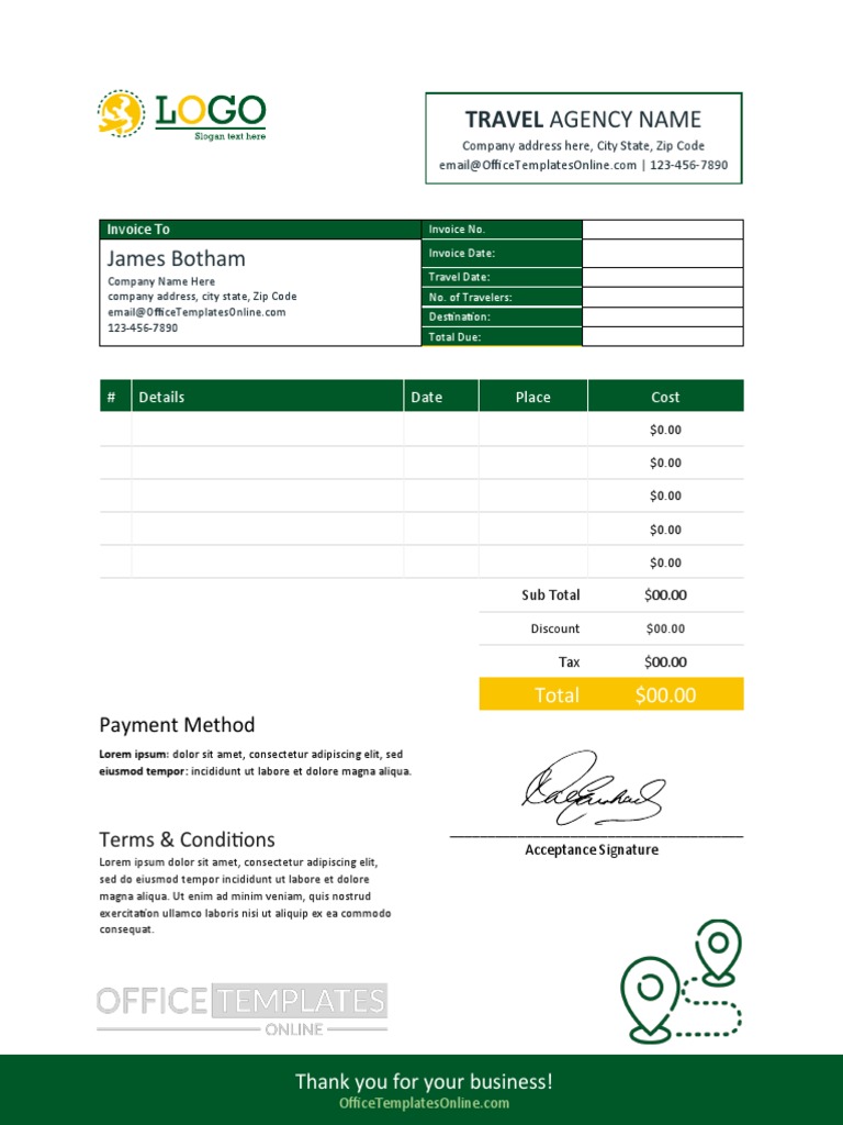 Travel Invoice Template | Download Free PDF | Accounting