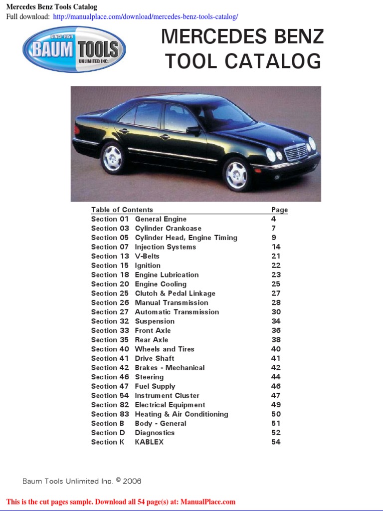 Mercedes Benz Tool Guide | PDF | Transport | Vehicles