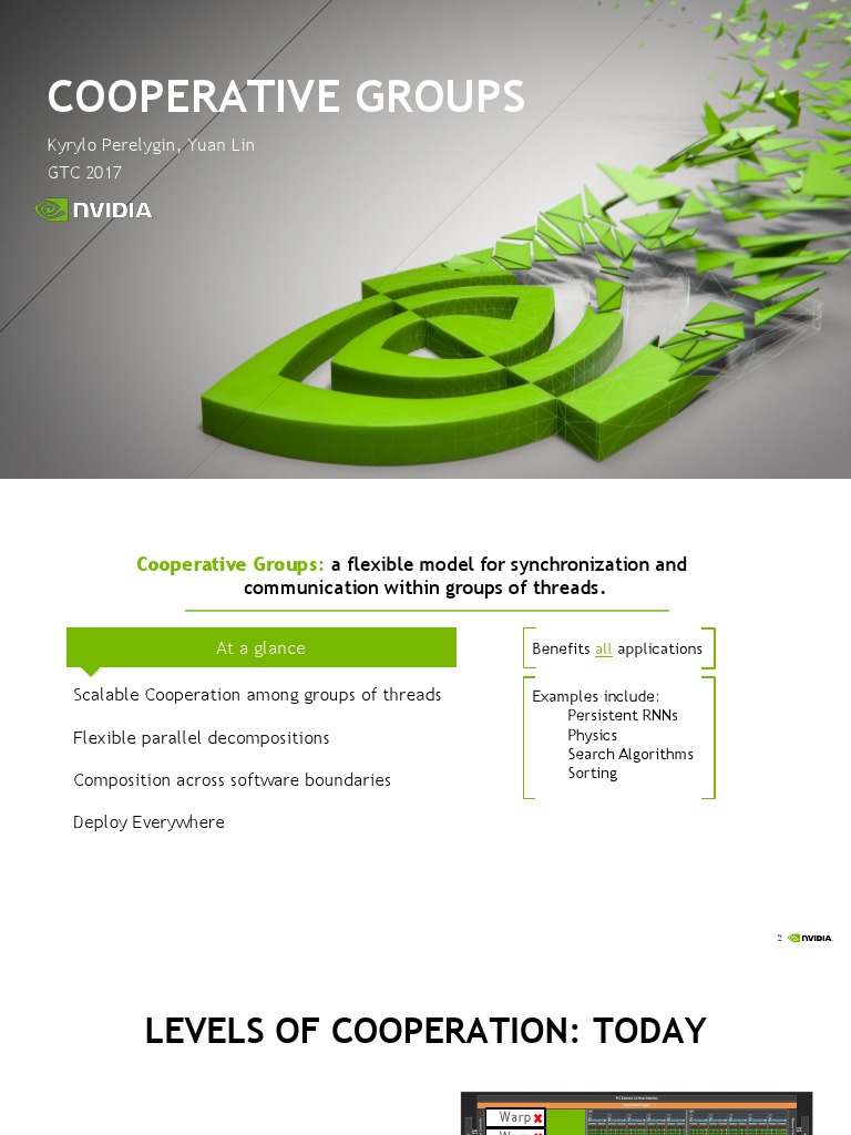 NVIDIA - Cooperative Groups - Slides - GTC 2017 (S7622-Kyrylo-Perelygin-Robust-And-Scalable-Cuda ...