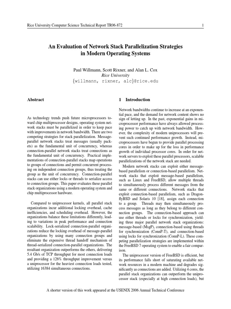 An Evaluation Of Network Stack Parallelization Strategies In Modern 9045