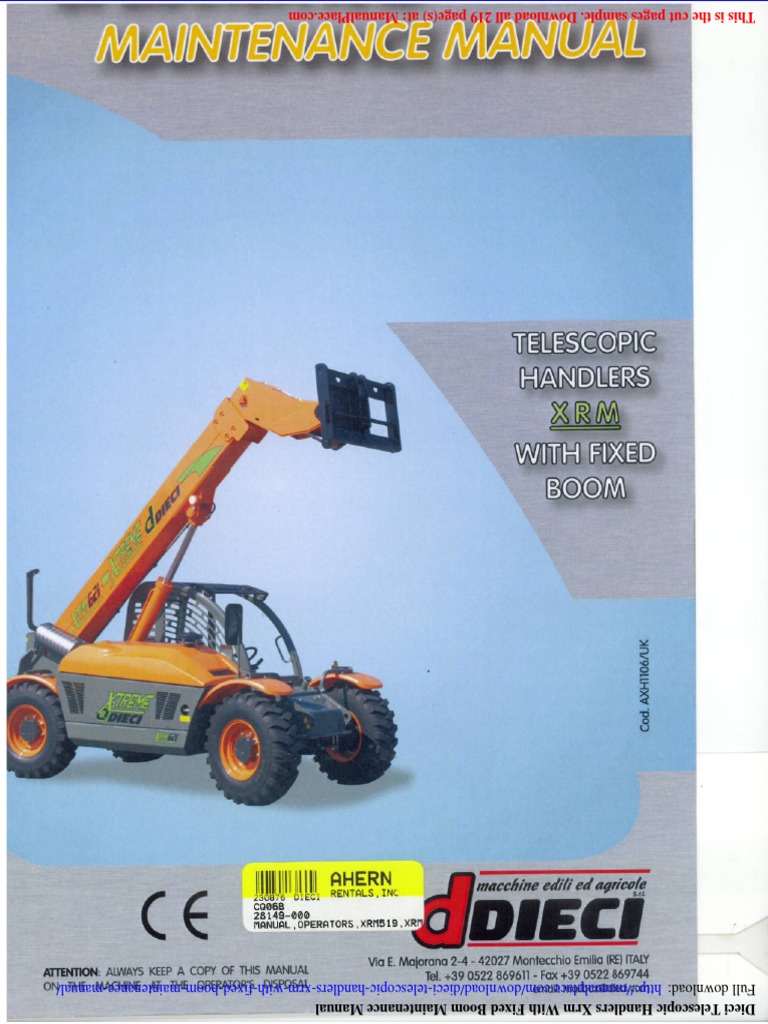 Dieci XRM Telescopic Handler Manual | PDF | Computers | Technology & Engineering