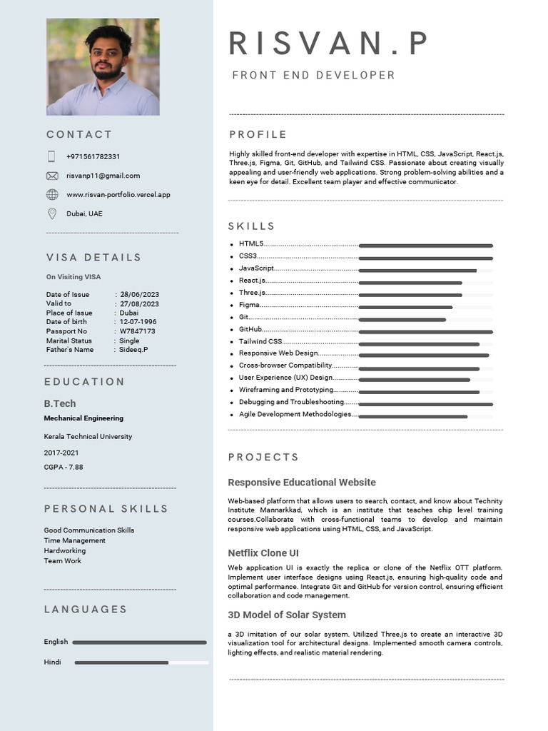 Risvan.p CV | PDF | Web Design | World Wide Web