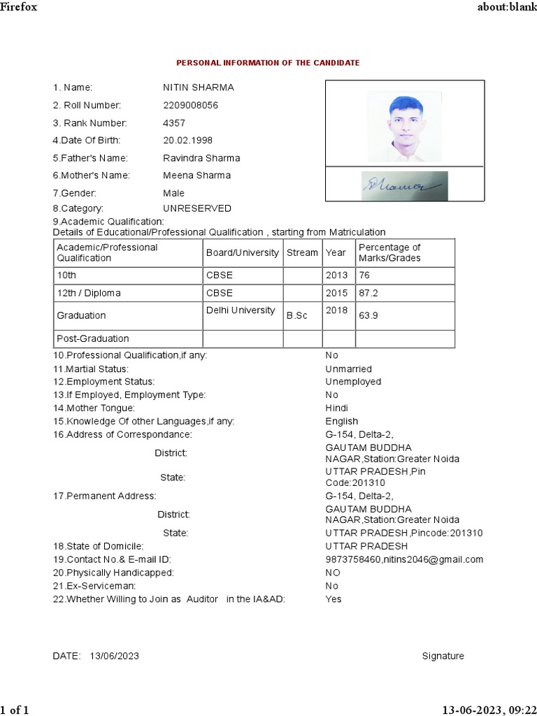 Bio Data CAG | PDF | Qualifications | Educational Stages