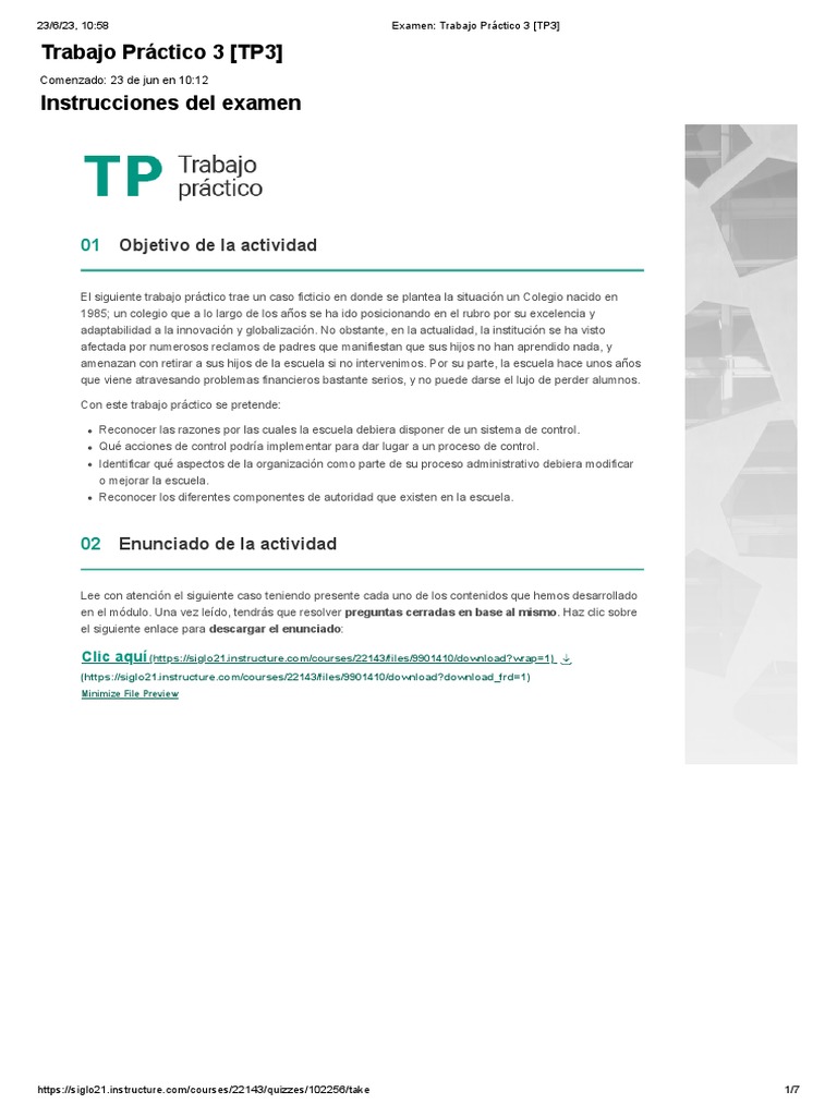 Examen (TP3) Administracion 2023 | PDF | Enseñando | Albert Einstein