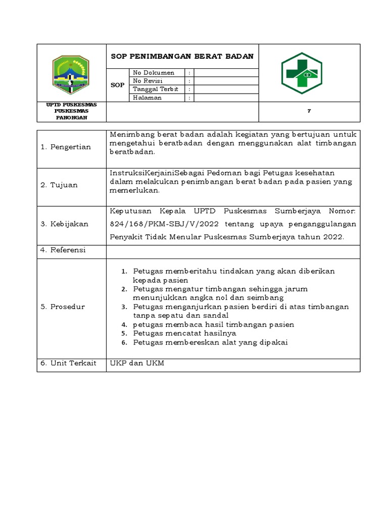 Sop Penimbangan Berat Badan | PDF