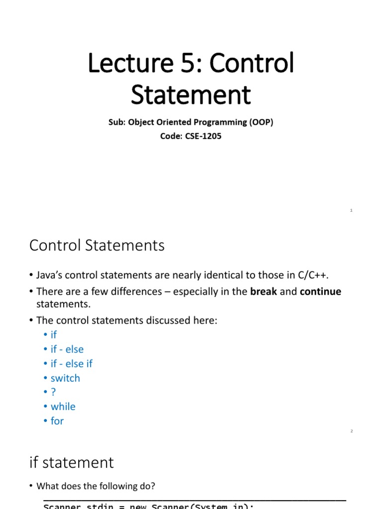 Lecture-5 Control Statements | PDF Lecture-5 Control Statements | PDF