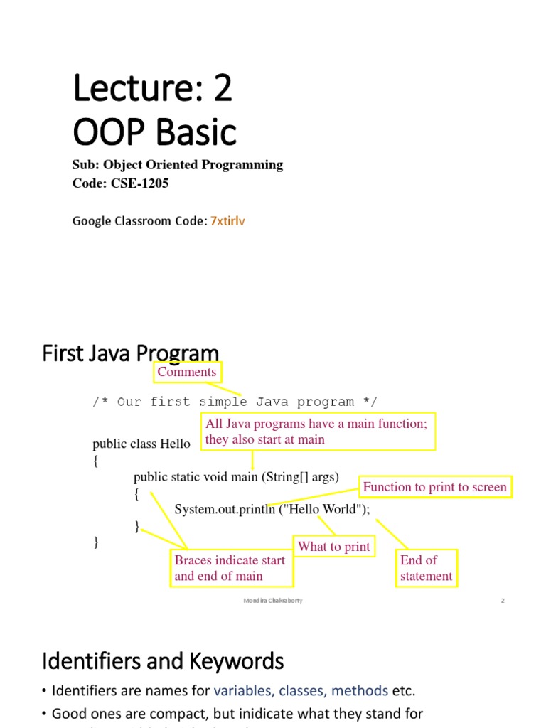 Lecture 2 Oop Basic Pdf