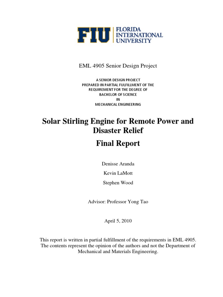 Stirling Engine Final Report Spring 2010 | PDF | Internal Combustion ...