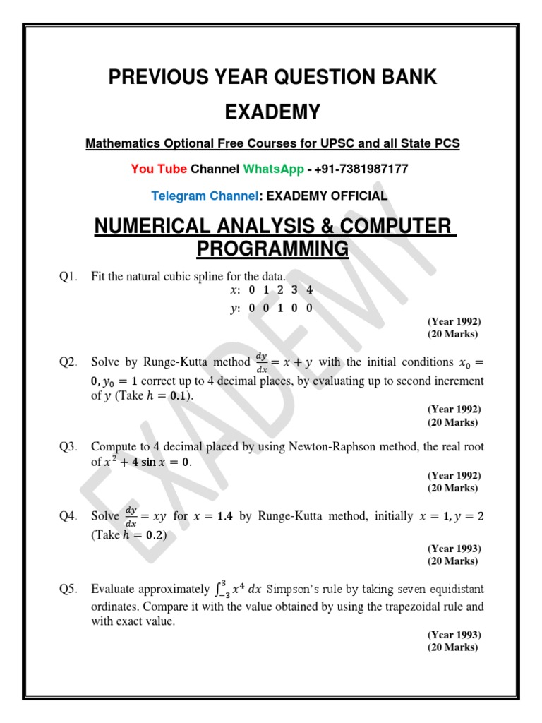 Numerical Analysis And Computer Programming Pdf 