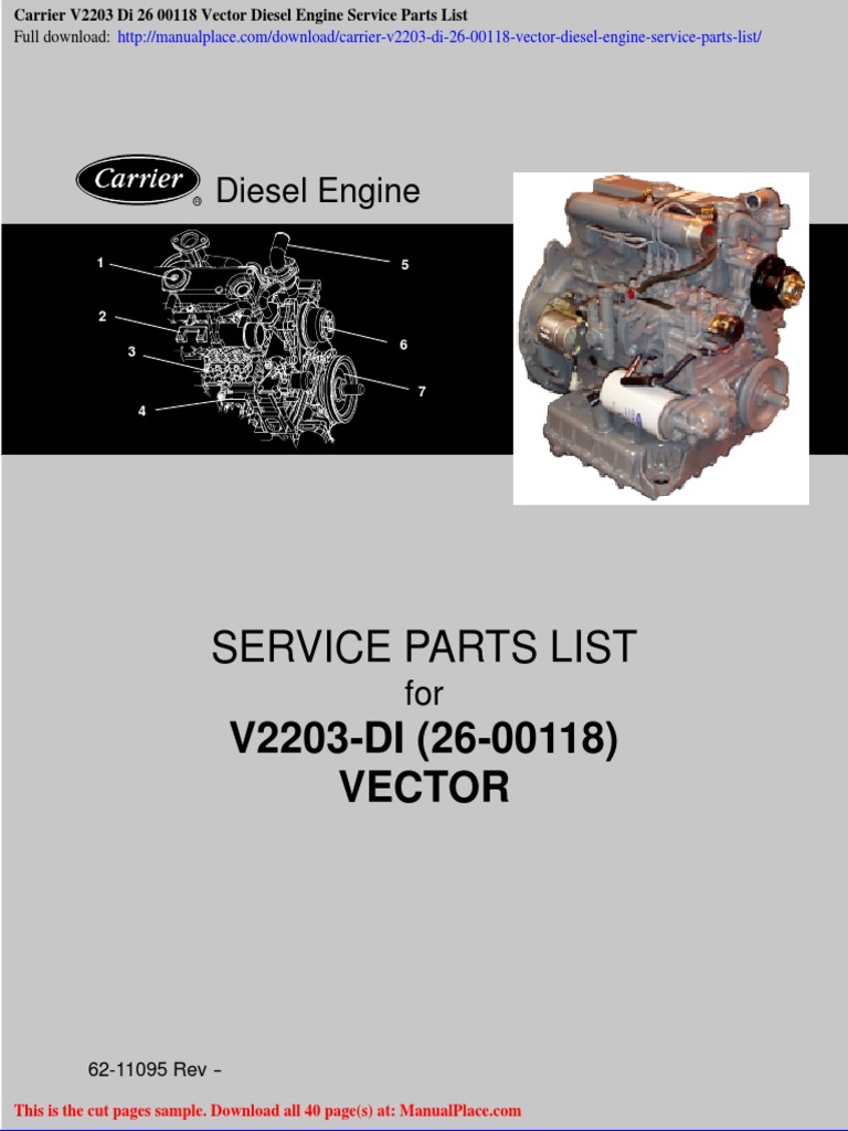 Carrier V2203-DI Engine Parts List | PDF | Technology & Engineering