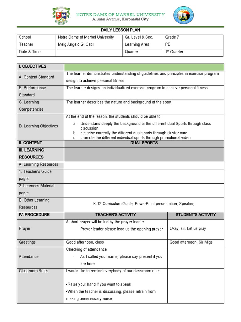 Lesson Plan Cluster Card | PDF