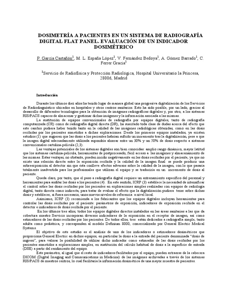 305-05 DOSIMETRIA A PACIENTES EN UN SISTEMA DE RADIOGRAFIA DIGITAL FLAT ...