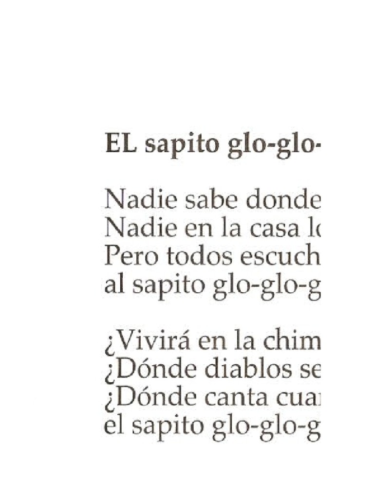 Poema El Sapito Gloglo Glo | PDF