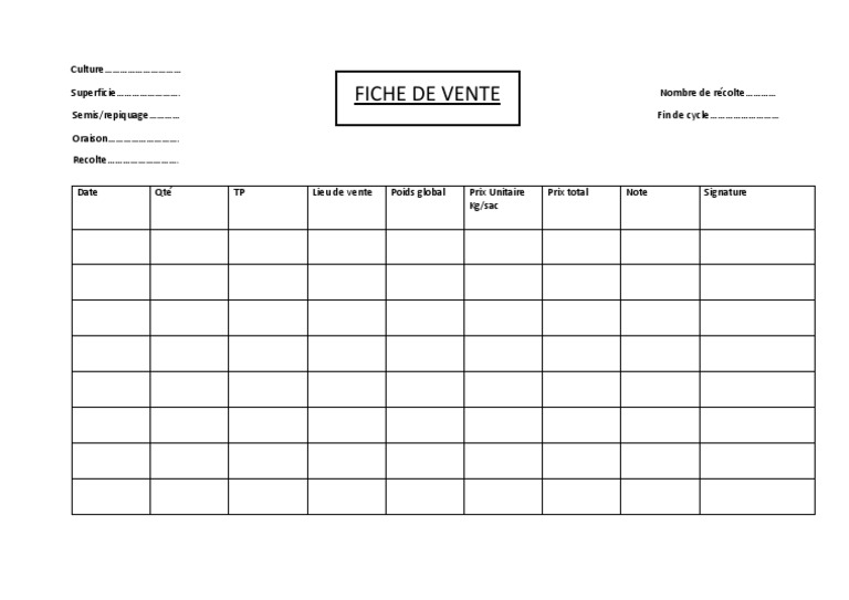 Fiche de Vente | PDF