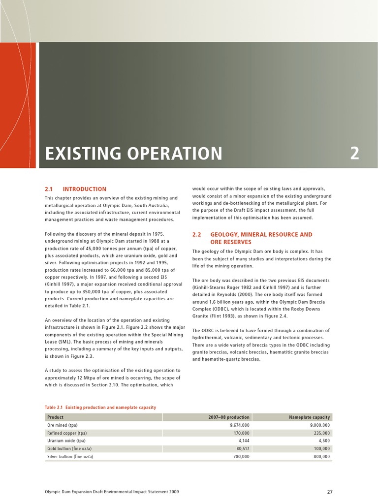 BHP Olympic Dam ExistingOperation | PDF