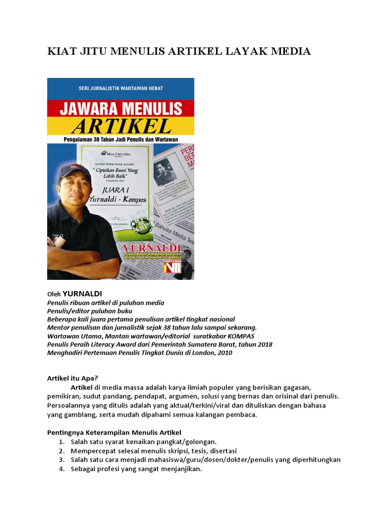 Kiat Jitu Menulis Artikel Layak Media | PDF Kiat Jitu Menulis Artikel Layak Media | PDF