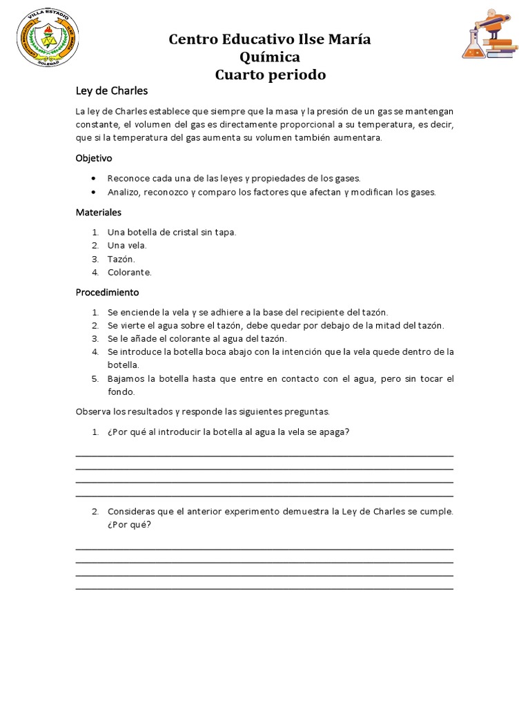 Experimentos Ley de Charles 2.0 | PDF | Ciencia y matemáticas