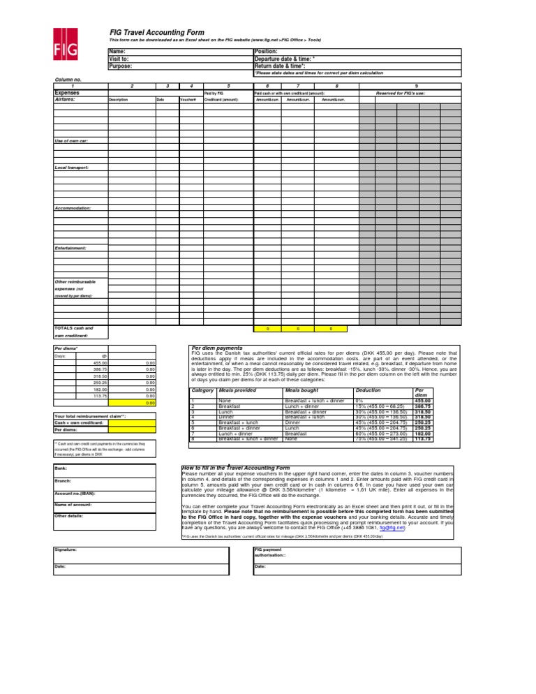 Travel Accounting Form Final Ed | PDF | Per Diem | Credit Card