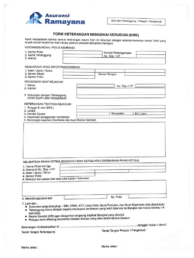 Form Asuransi Mobil | PDF Form Asuransi Mobil | PDF